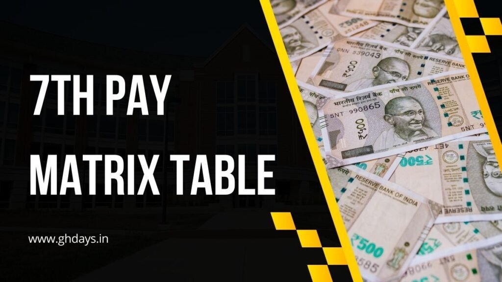 7th Pay Matrix Table 2024 for Central Govt Employees - GHDays